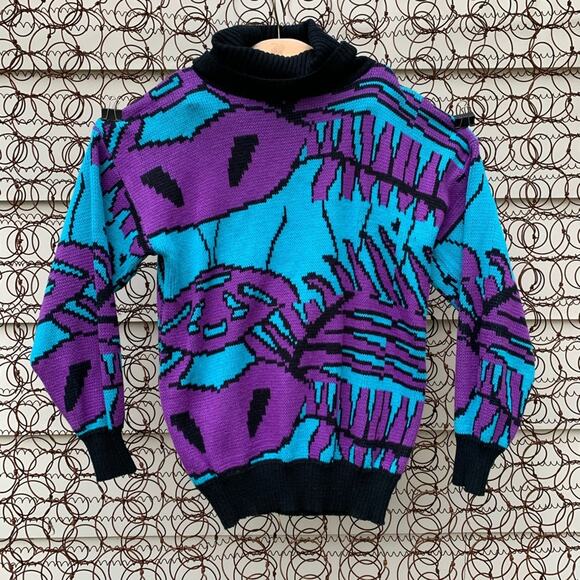 Vintage | Sweaters | Vintage 9s Funky Ugly Abstract Geometric Sweater ...